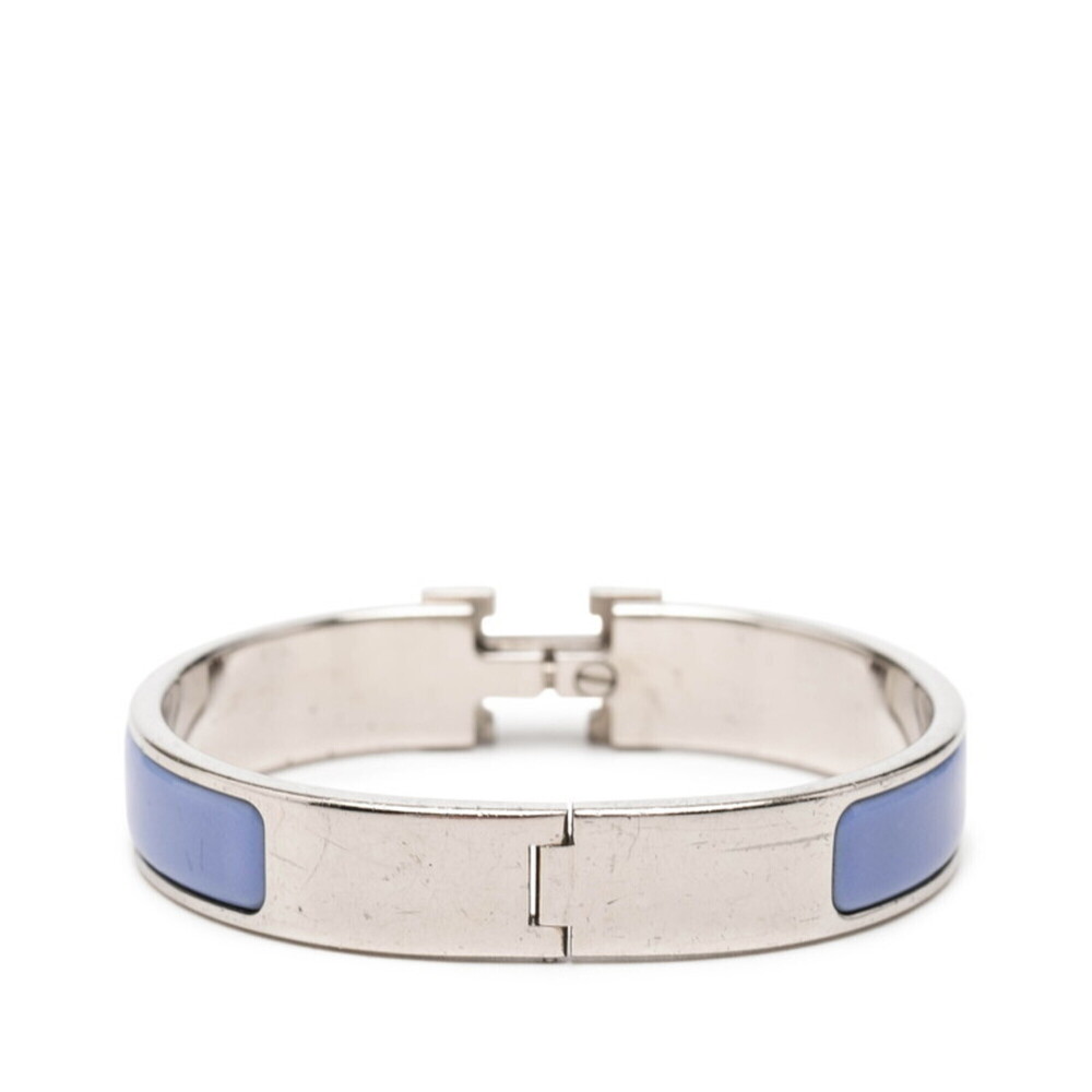Hermes | Jewelry | Hermes Click H Pm Logo Enamel Bracelet Bangle Blue ...